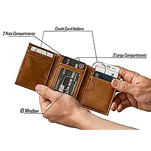 Rico Industries - Chase Elliott No. 9 - Premium Laser Engraved Vegan Brown Leather Tri-fold Wallet - Slim yet Sturdy Design - Perfect to Show Your NASCAR Loyalty or Gift