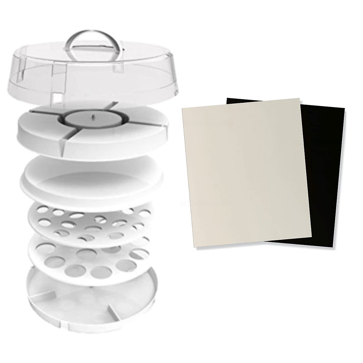 Crazy Chef Cake and Cupcake Carrier With Handle - Pie Carrier Deviled Egg Tray and Collapsible cupcake holder-Cookie Holiday Party Platter With Two Free Non Stick Baking Sheets