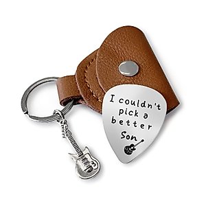 Ptzizi I Couldn’t Pick A Better Son, Stainless Steel Guitar Picks Jewelry for Guitar Player Musician Boys Son Graduation Birthday Christmas Gifts