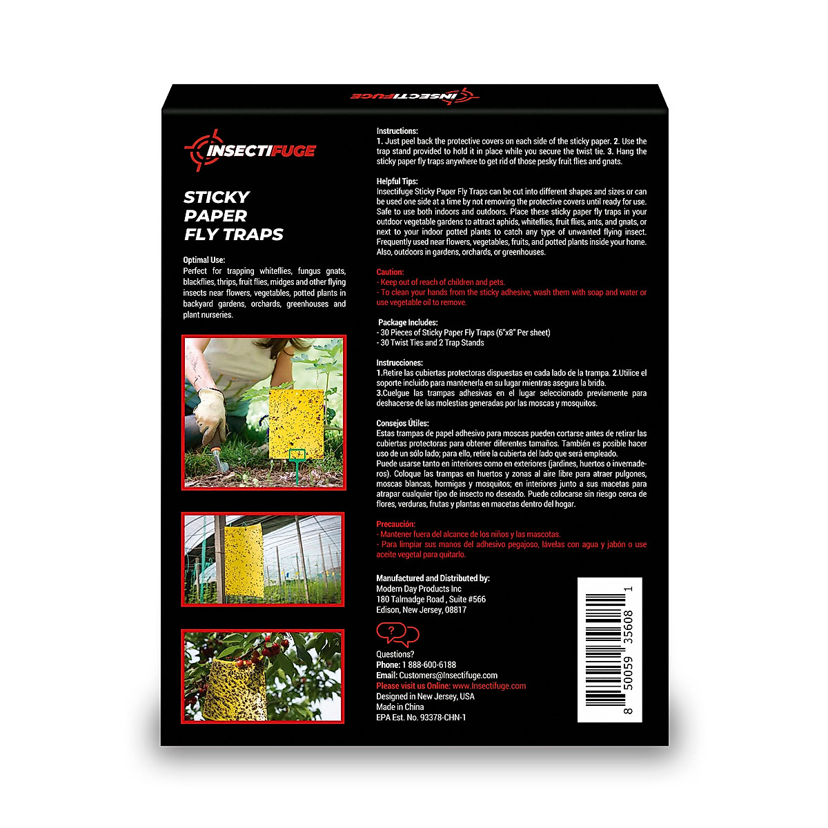 Insectifuge 30Pcs Dual-Sided Yellow Sticky Traps for Plant Gnats - Waterproof Fly Paper Outdoor Indoor for Fungus Gnat Trap, Fly Tape Outdoor for Whiteflies, Aphids, Leafminers, Fruit Fly Sticky Traps