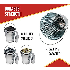 Mytee Products Galvanized Trash Can w/Lid Ideal for Trailers - 6 Gallon Steel Mounted Small Outdoor Garbage Can for Home, Office, Bathroom, Kitchen - Fire and Heat Resistant