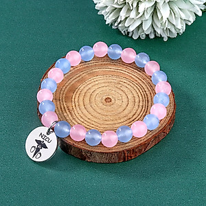 ARHTF NICU Nurse Appreciation Gifts NICU Nurse Bracelet Footprint Charm Thank You Nicu Nurse Gifts Neonatal Nurse Gifts,Neonatal Nurse NICU Nurse Gifts for Women (pink&blue)