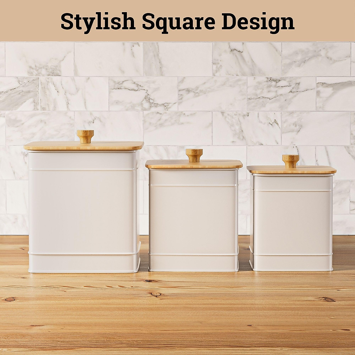 Kitchen Canisters for Countertop Set of 3 with Customizable Chalkboard Labels & Marker Pen - Big Iron Kitchen Canisters with Airtight Lids - Canisters Sets for the Kitchen - White Kitchen Canister Set