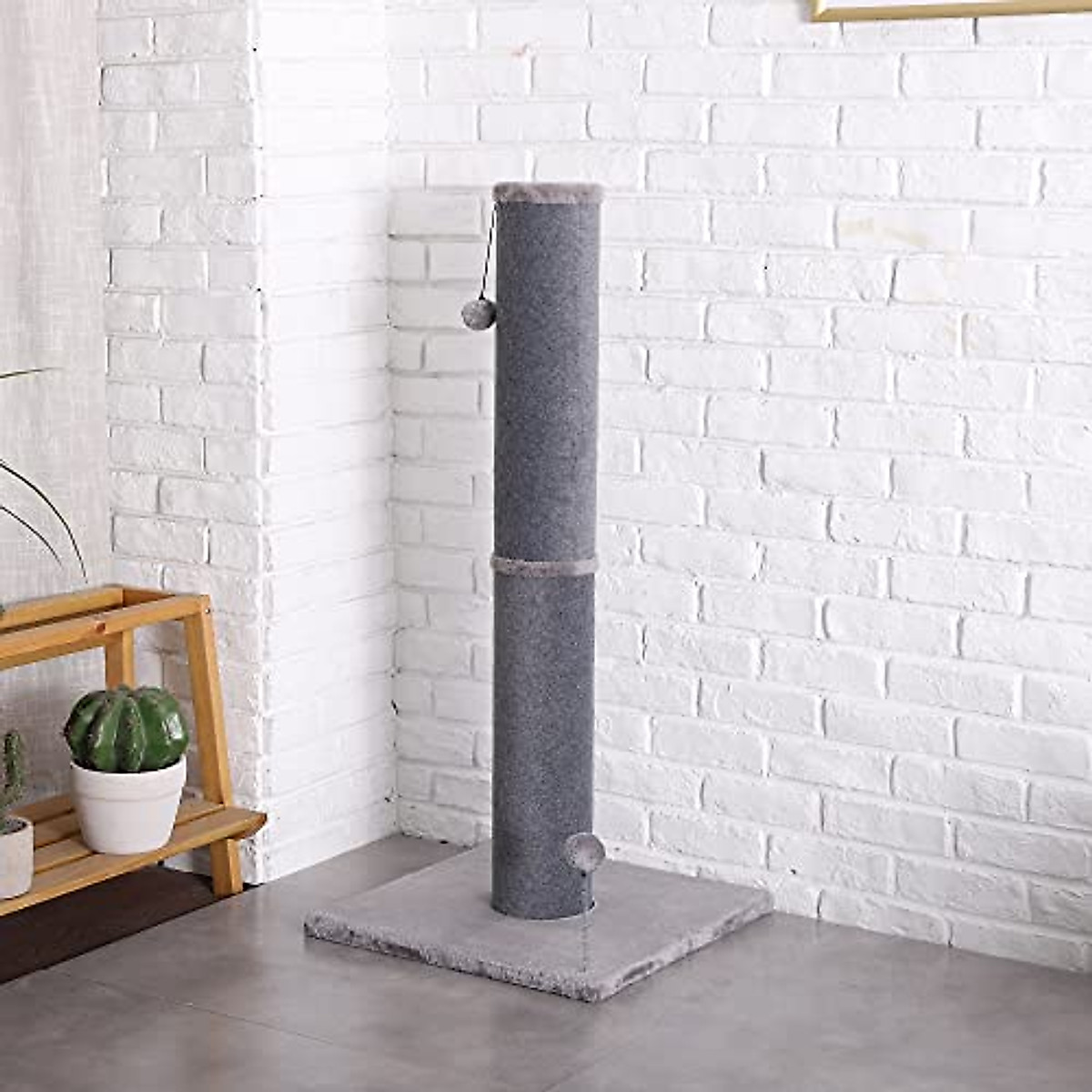 Cat Craft Bobcat Cat Plush Scratching Post with Integrated Cat Toy, Gray, Large (42")