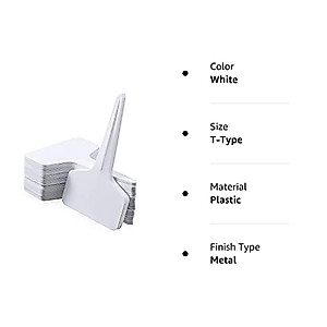 100Pcs Plastic Plant Labels, T-Type Tags Waterproof Re-Usable Nursery Garden Label for Flower Vegetables Herb Signs, White