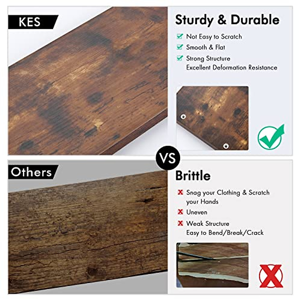 KES Bathroom Shelf with Bar Wall Mounted, 2-Tier Industrial Wooded Rustic Wall Shelf Over Toilet Rack with Double Adjustable Bar Floating Shelves 23.6-inch Metal Black, BTR500S60-BK