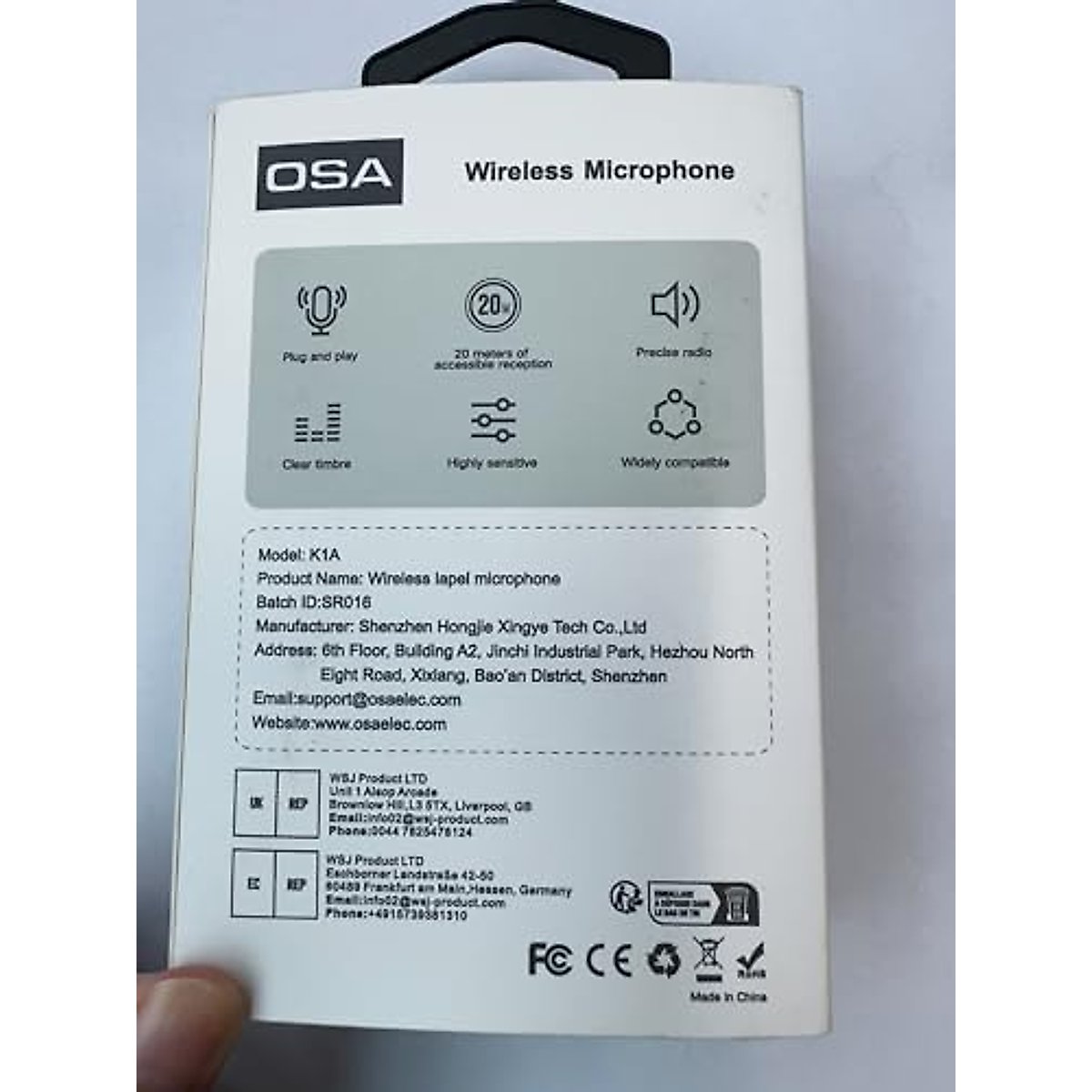 Wireless Lavalier Microphone, OSA Camera Microphone for iPhone, Android Phone, Camera, Clip-on Plug & Play Auto-sync and Noise Reduction for Video Recording, Interview