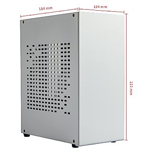 Aluminum Mini ITX Case with PCIe Riser, JOYJOM Mini PC Case, SFF Small Form Factor PC Case, TX Computer Gaming Case Supports GPU Graphics Card (White)
