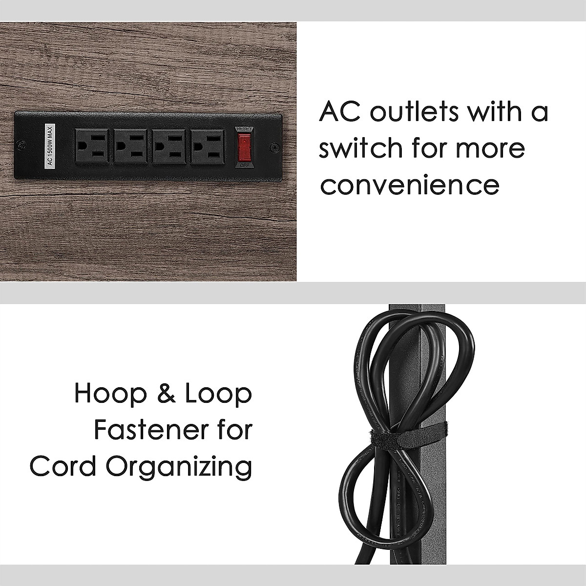 Yaheetech TV Stand for 65 Inch TV, Media Entertainment Center with Power Outlet for Living Room, Industrial TV Console with Side Shelves for PS Storage, Taupe Wood