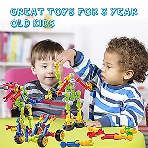170 Pcs Building Toys for Kids Ages 4-8 with Toy Box Storage, Idea Guide, Building Blocks STEM Toys for 3 4 5 6 7 8 9 Year Old Creative Kids Activity, Christmas Birthday Gifts for Boys Girls