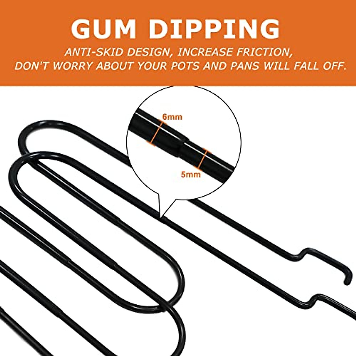 crevary Pots and Pans Organizer for Cabinet, Upgrade Anti-Skid, 8 Tier Pot Rack with 3 DIY Methods, Adjustable Pan Organizer Rack, Pot Organizer for Kitchen Organization & Storage, Pot Lid Organizer