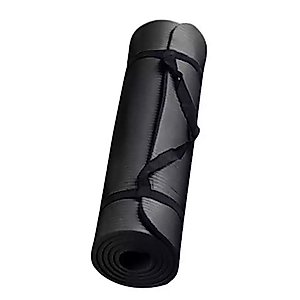 Black Yoga Knee Pad/Mat 5/8 inch thick 15 mm - Support for Knees, Wrists, and Elbows with Carrying Strap