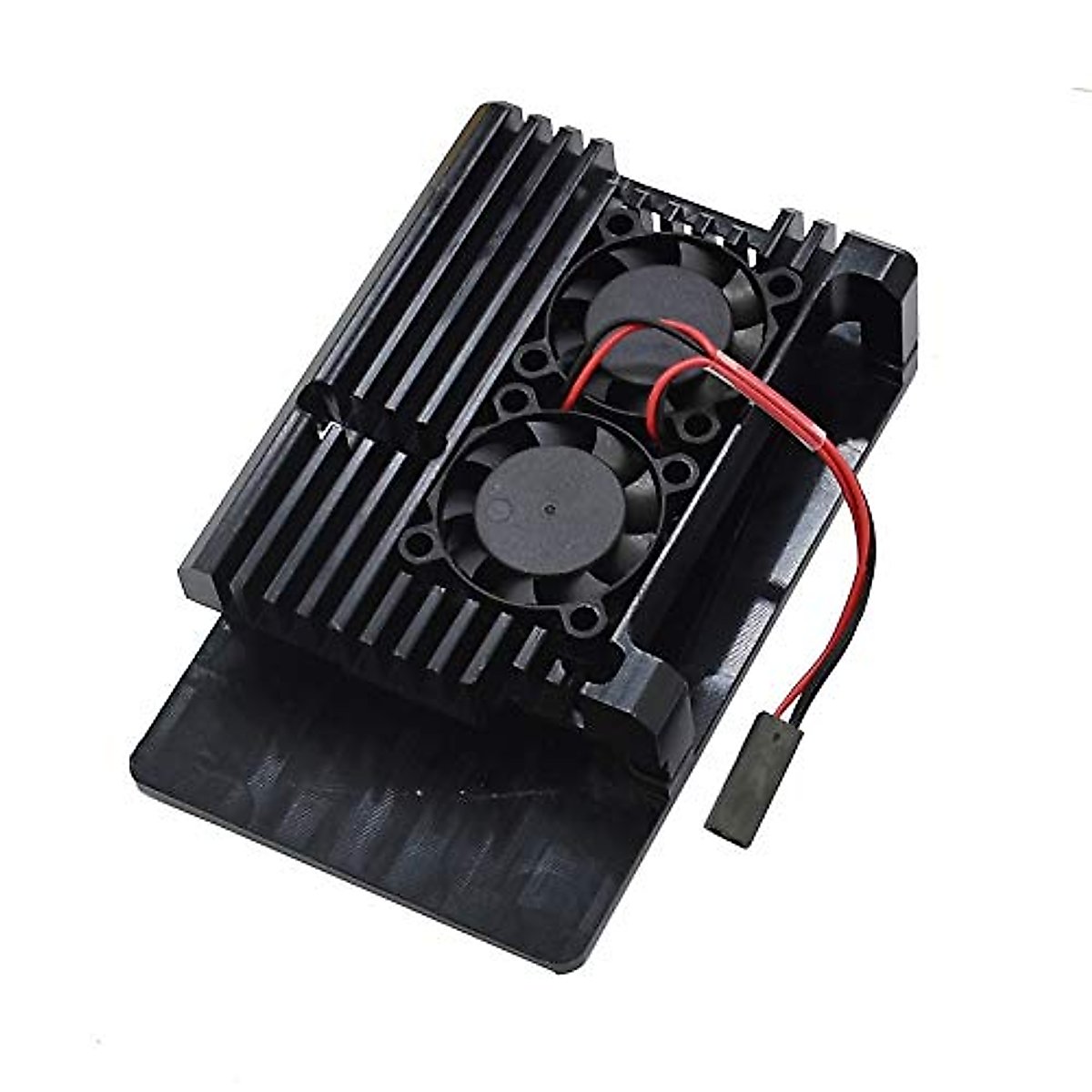 Treedix Metal Aluminium Alloy Armor Case Pi 4 Case, with Dual Cooling Fan Heatsink Compatible with Raspberry Pi 4 Model/Pi 4B (Black)