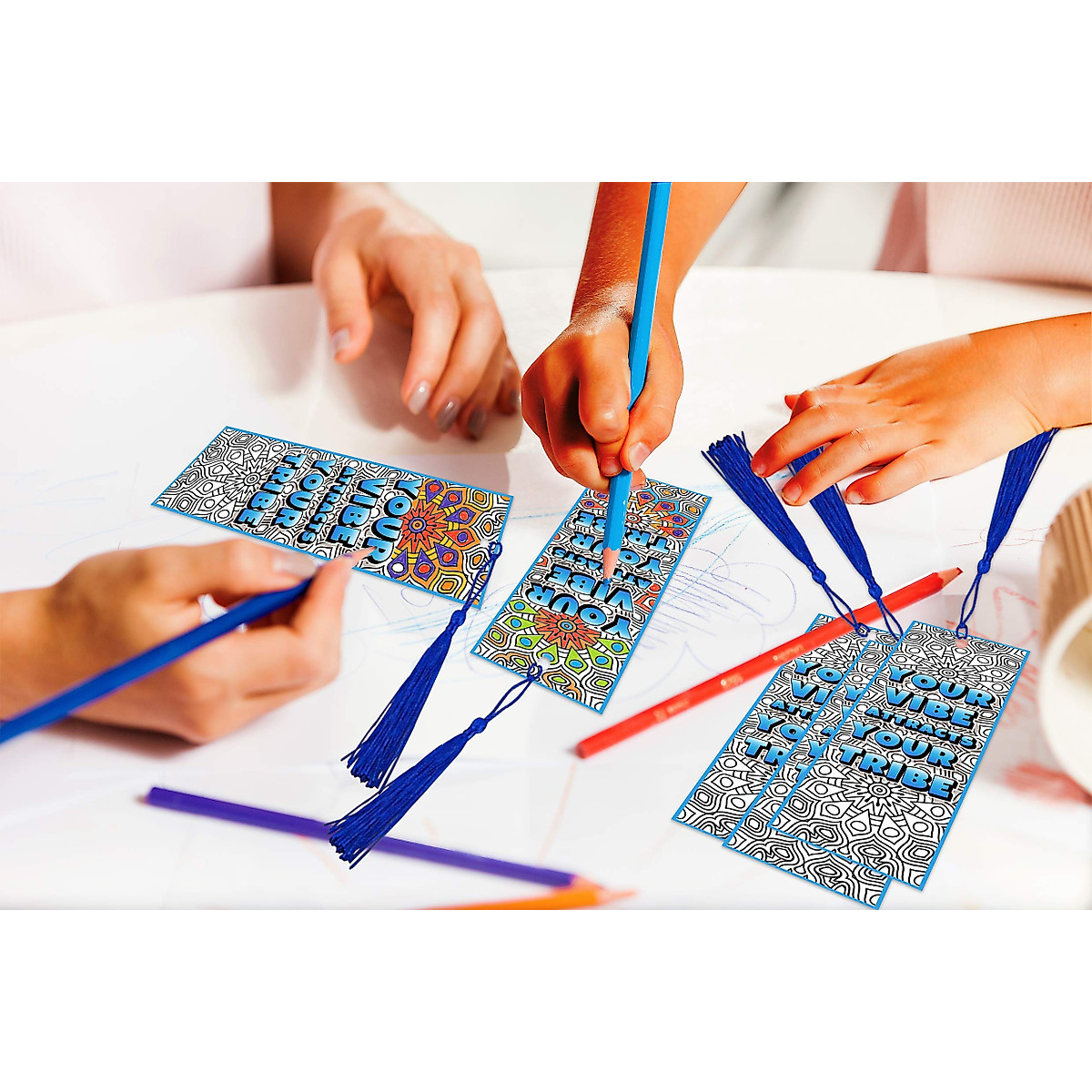 100 Piece DIY Inspirational Bookmarks for Kids, Adults, Teachers, Students Bulk, Bookmarks with Tassel