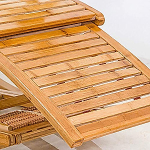 Lounge Chair, Zero Chair,Lounge Chairs,Wooden Folding Rocking Chair Balcony Bamboo Adjustable Back Chair with Headrest and Foot Massage Outdoor Sun Loungers,Support 300kg