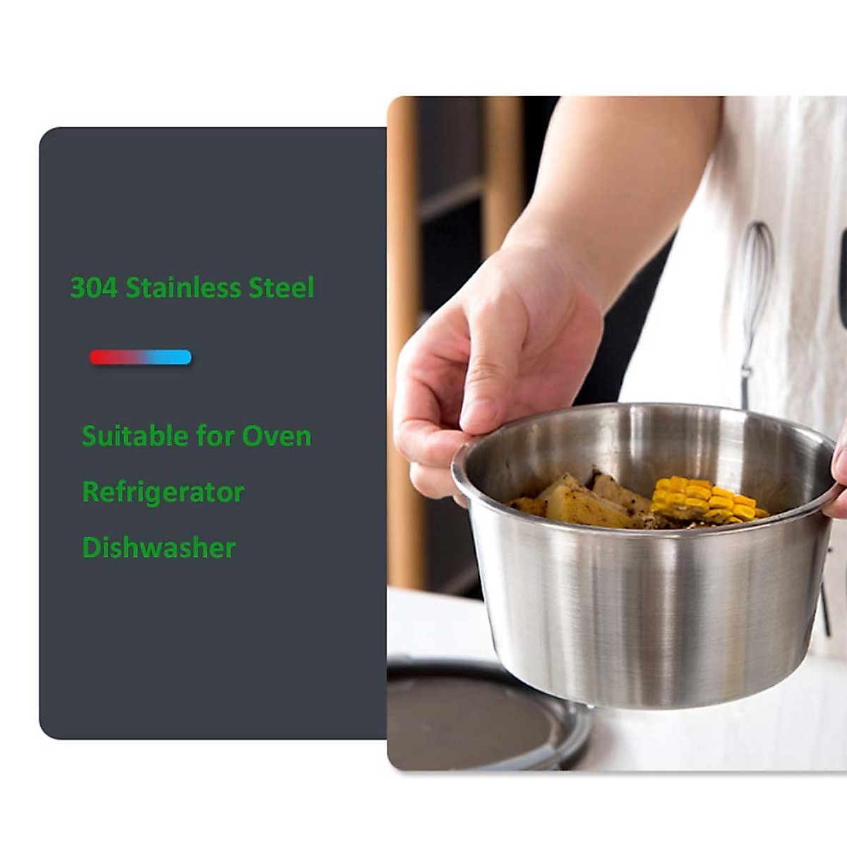 GRFELI Stainless Steel Food Containers with Lids, Set of 5 Meal Prep Container Reusable Metal Food Storage Bento Lunch Box for Kitchen Picnic, BPA Free,67oz,118oz)