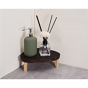 RiLiKar Wooden Risers for Display Decorative Coffee Bar Table Tray Bathroom Countertop Organizer Farmhouse Corner Soap Stand Rustic Wood Pedestal Stand Soap Dispenser Tray - Black