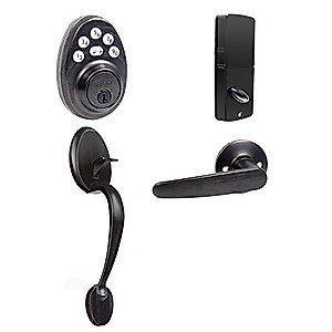 Signstek Front Door Lock Set,Keyless Entry Door Lock with Handle,Electronic Keypad Deadbolt,Smart Locks for Front Door (Oil Rubbed Bronze Plus)