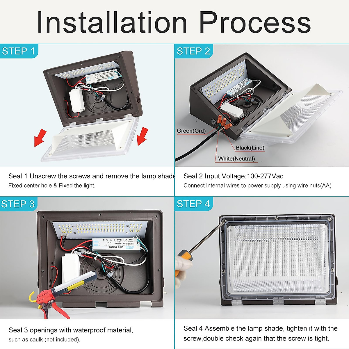 Lightdot 2Pack 200W LED Wall Pack Lights, 100-277v Dusk to Dawn with Photocell, 28000Lm 5000K Daylight IP65 Waterproof Wall Mount Outdoor Security Lighting Fixture, Energy Saving