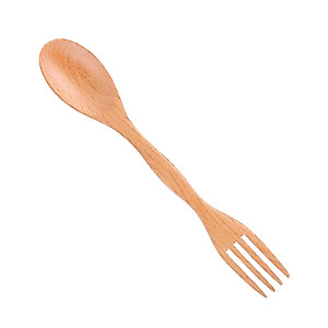 Wooden Salad Server,Integrated Salad Spoon and Fork Natural Hand Wooden Utensils for Serving Salad