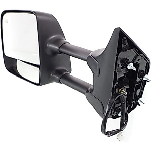 Kool-Vue Driver Side Mirror Compatible with 2004-2015 Nissan Titan Manual Folding, Heated, Chrome, With Blind Spot Glass, Towing, Power Glass, Black base - NI1320202