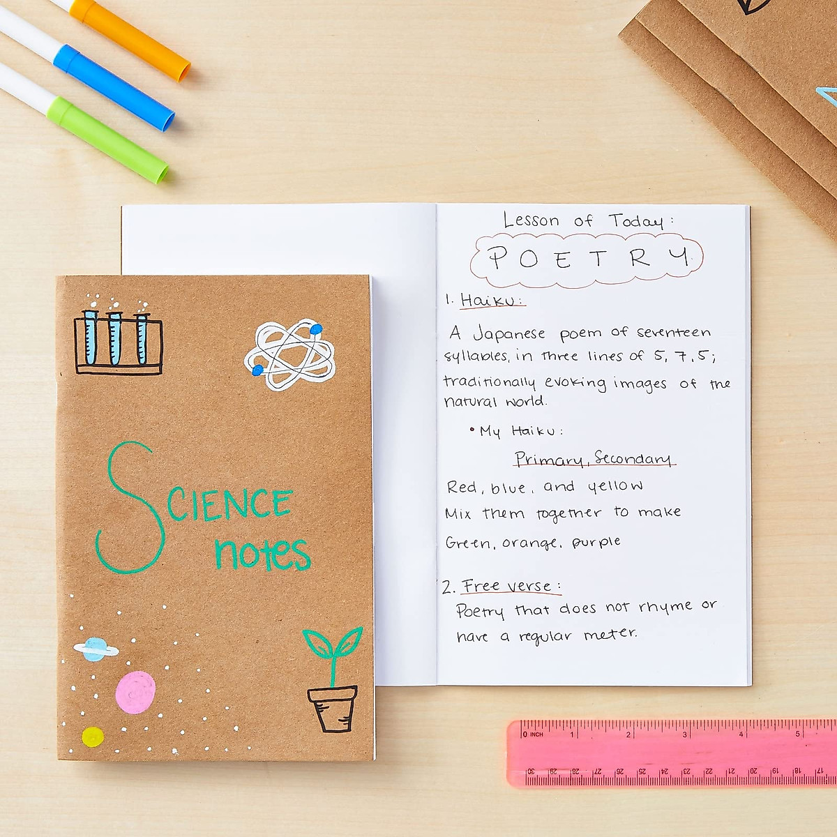 24 Pack A5 Kraft Paper Blank Journals Bulk Set, 5.5x8.5 Inch Notebooks for Kids, Drawing, Sketchbook, School Notes, Writing Stories, Travelers (Brown)