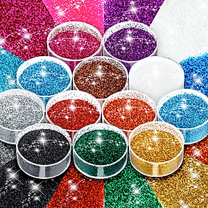 Sibba 12 Colors Glitters, Colorful Glitter Set for Nail, Iridescent Nail Art Fine Glitter, 12 Jars 5G Each Glitter Set, Body & Face Glitter for Festival, Makeup, Halloween (Ordinary Gold Glitter)