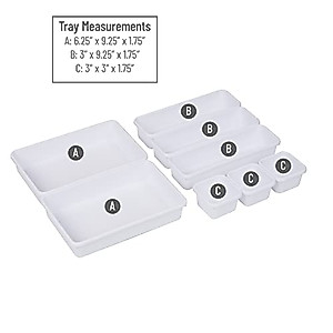 Mind Reader 8 Piece Interlocking Multi Purpose Storage bin Organizers, White