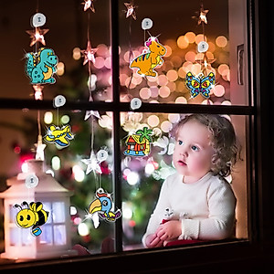 CAPKIT 36Pcs Suncatcher Kits for Kids, Window Art Kids Crafts, 11 Paints for Creative DIY, Arts and Crafts Gift for Kids Children 4-8