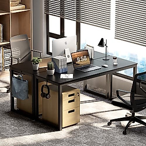 SANODESK Office Computer Desk 63 inch Study Writing Table Desk for Home Office, Gaming Computer Desk with Headphone Hook, Modern Simple Style, Black