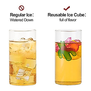 NJN Reusable Plastic Ice Cubes, 24 Pack Refreezable Ice Cubes for Drinks, Cocktails, Wine or Coffee, BPA Free (Flamingo), Multicolor