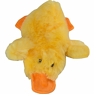 HUMMINGBIRD 8-Inch Small Duck Plush No-Stuffing Dog Toy Squeak Toy (Yellow)