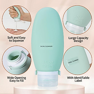 CCTIVED Travel Bottles for Toiletries, 23 Pack TSA Approved Silicone Travel Size Containers with Lable and Clear Bag, Leak Proof Refillable Travel Toiletry Bottle for Shampoo,Lotion,Conditioner