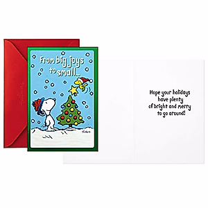 Hallmark Peanuts Christmas Cards Assortment, Snoopy and Woodstock (6 Cards with Envelopes, 2 Designs)