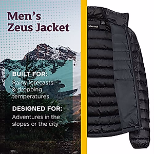 MARMOT Men's Zeus Jacket | Warm and Lightweight Jacket for Men, Ideal for Winter, Skiing, Camping, and City Style, Jet Black, Large