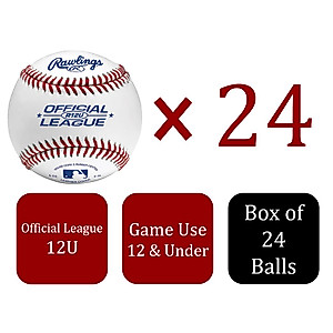 Rawlings | R12U Youth Game Baseballs | Ages 12 & Under | Leather Cover | Box of 24