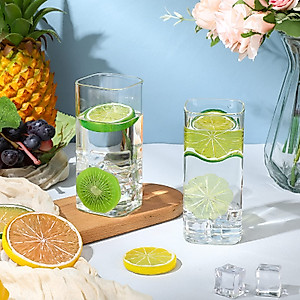 9 Pack 13 oz Clear Drinking Glasses Square Highball Thin Glass Cups Tumbler Set Elegant Bar Modern Glassware for Water Coffee Mixed Drinks Cocktail Wine Beer Juice Iced Tea Kitchen Party Home