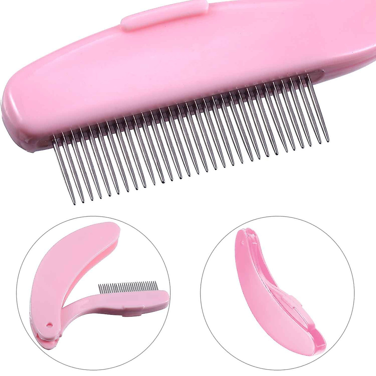 4 Packs Folding Eyelash Comb, Stainless Steel Metal Teeth Eyebrow Separator Comb Lash and Brow Makeup Applicator Brush Professional Tool for Define Lash