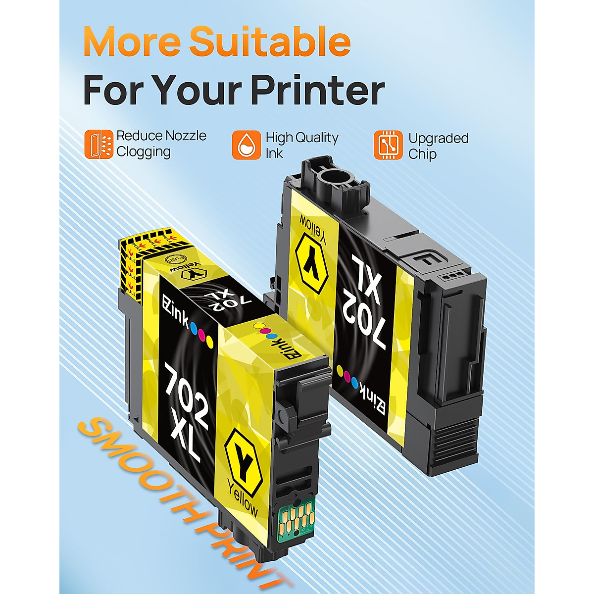 E-Z Ink (TM) Remanufactured Ink Cartridge Replacement for Epson 702XL T702XL 702 T702 to use with Workforce Pro WF-3720 WF-3730 WF-3733 Printer (1 Large Black, 1 Cyan, 1 Magenta, 1 Yellow, 4 Pack)
