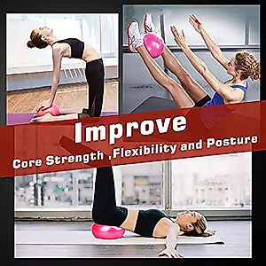 MOMPLUS 6 Inch Exercise Pilates Mini Yoga Balls Barre for Home Stability Squishy Training Physical Therapy Improves Balance Core Strength Comes with Pump(Purple, 6 Inch)