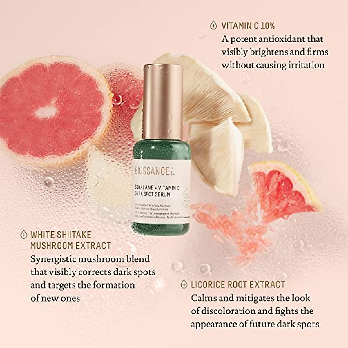 Biossance Squalane + Vitamin C Dark Spot Serum. Powerful, Lightweight Serum with 10% Vitamin C to Brighten Skin, Fade Dark Spots, Reduce Pigmentation and Prevent Discoloration (1.01 ounces)