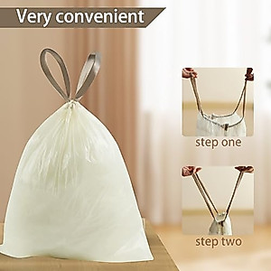 Noacy Small Trash Bags 4 Gallon Drawstring Apply to Kitchen Bathroom Bedroom Trash Can Mini White Garbage Bags, 62 Count