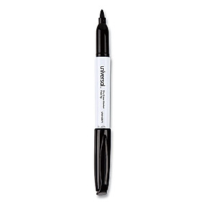 Universal 43671 Pen Style Dry Erase Marker, Fine/Bullet Tip, Black (Pack of 12)