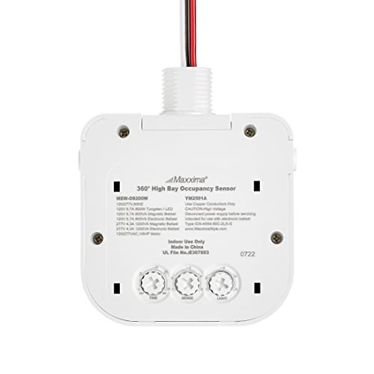 Maxxima High Bay Fixture Mount - 360 Degree PIR Occupancy Sensor, Hard Wired Indoor Motion Sensor, Automatic Commercial or Residential Lighting Solution, Max Height 30 Ft, 120-277V