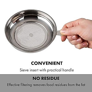 Granrosi Bacon Grease Container with Strainer - 36OZ Stainless Steel Bacon Grease Saver with Airtight Lid; Farmhouse Style Strainer - Black