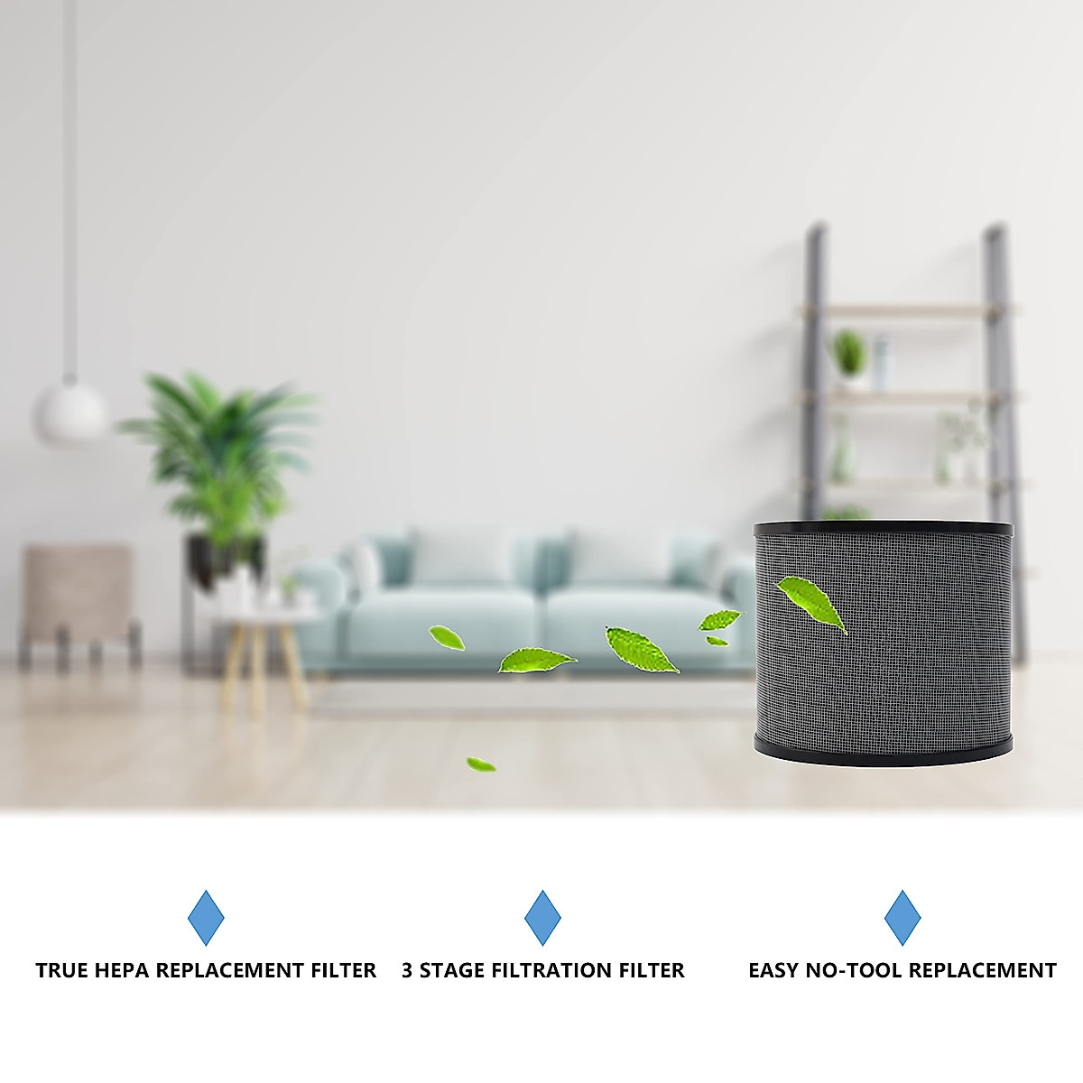 Nyemo TT-AP006 HEPA Replacement Filter Compatible with Black TT-AP006 Air Purifier, 3-in-1 H13 True HEPA with Activated Carbon Pre-Filter, 2 Pack