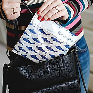 Lunchskins Recyclable & Sealable Food Storage Sandwich Bags, Shark Design, 50 Bags - Eco-Friendly, Made Without PFAS and BPA