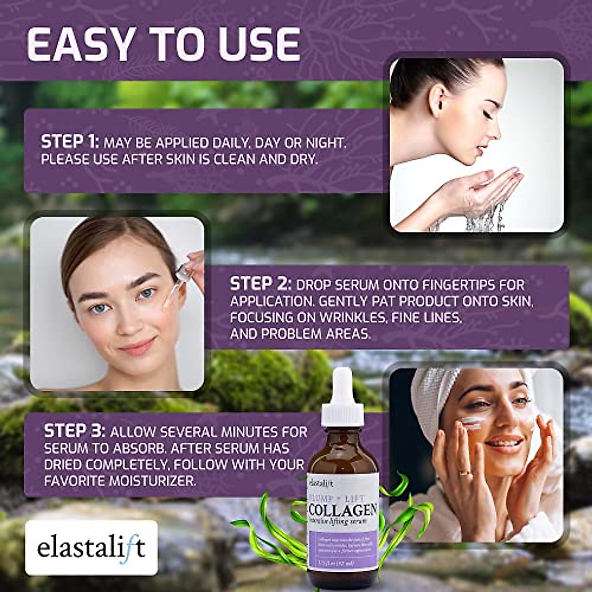 Elastalift Collagen Facial Serum Lifting, Plumping, & Firming Collagen Serum For Face Improves Elasticity, Evens Skin Tone, Plumps, & Lifts Sagging Skin, Non-Greasy Wrinkle Serum (1.75 Fl Oz)
