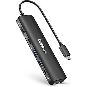 USB C Hub 4K 60Hz, Dockteck 7-in-1 USB C PD Ethernet Hub Dongle with 4K 60Hz HDMI, 1Gbps Ethernet, 100W PD, 2 USB 3.0, SD/Micro SD for MacBook Air/Pro M1 2020, iPad Pro 2021, iPad Mini 6 and More
