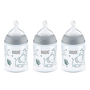 NUK Smooth Flow Anti Colic Baby Bottle, Elephant, 5 Ounce (3 Pack)